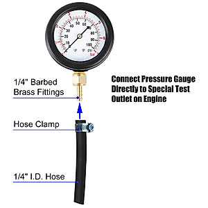 JIFETOR Fuel Injection Pump Pressure Tester Gauge Kit, Car Gasoline Gas Fuel Oil Injector Test Manometer Tool Set 0-100PSI, Universal for Auto Truck SUV Motorcycle ATV RV