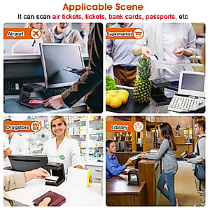 Alacrity 2D QR Wireless Hands-Free Omnidirectional Desktop Barcode Scanner, with Screen Display and Large Capacity Batteries, Compatible with Bluetooth & 2.4GHz Wireless, for Airport, Supermarket