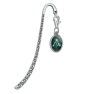 Harry Potter Deathly Hallows Logo Metal Bookmark Page Marker with Oval Charm