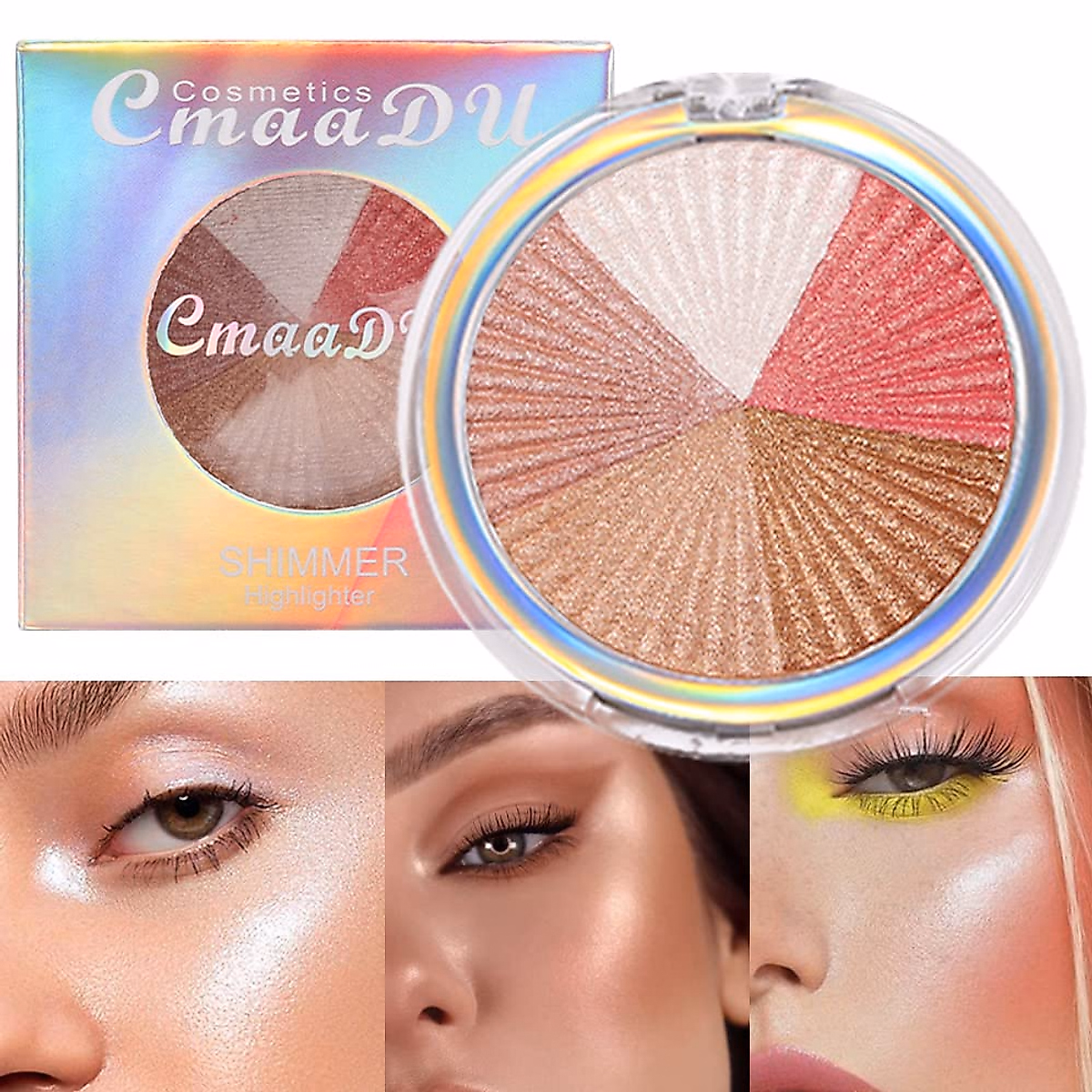 Highlighter Makeup, Highlight Powder Bronze, Bronzer Makeup Matte, iluminadores de maquillaje, Highlighter Palette White Shimmer Blush Bronzer Powder Palette Illuminators 5 Colors