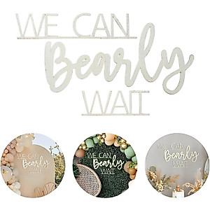 We Can Bearly Wait Sign for Teddy Bear Baby Shower Decoration Backdrop,Baby Boy Girl Gender Reveal Backdrop,Baby Announcements Photo Props(Wooden)