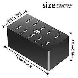 10 Ports Wall Charger, 50W 10-Port Family-Sized Desktop USB Rapid Charger,Multiple Charging Station,Compatible with Smartphones and Other USB Charging Devices