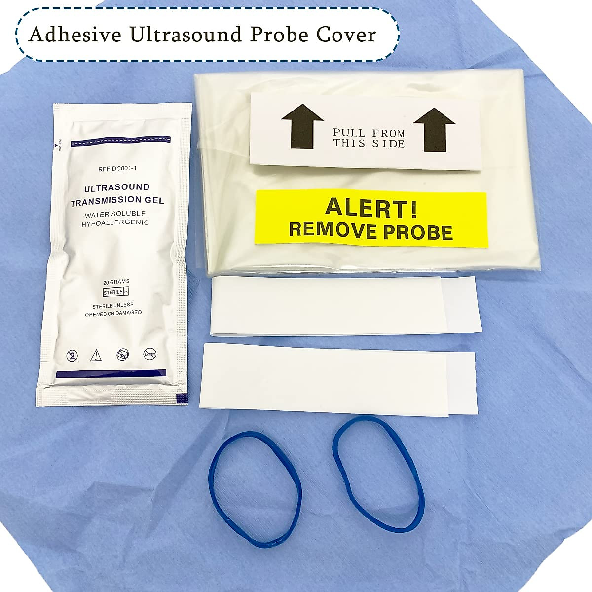 Ultrasound Probe Cover with Adhesive, Transducer Disposable Clear Latex-Free Sterile Protector, Packaging Individual, 50 Pcs (6" x 48")