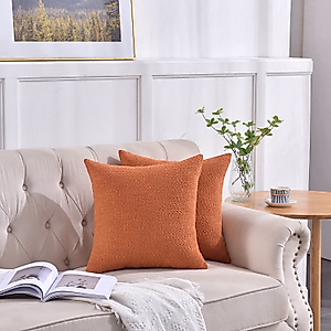 Rythome Set of 2 Cozy Boucle-Like Textured Throw Pillow Covers, Decorative Elegant Accent Pillow Cases for Couch Bed and Living Room - 18"x18", Terracotta