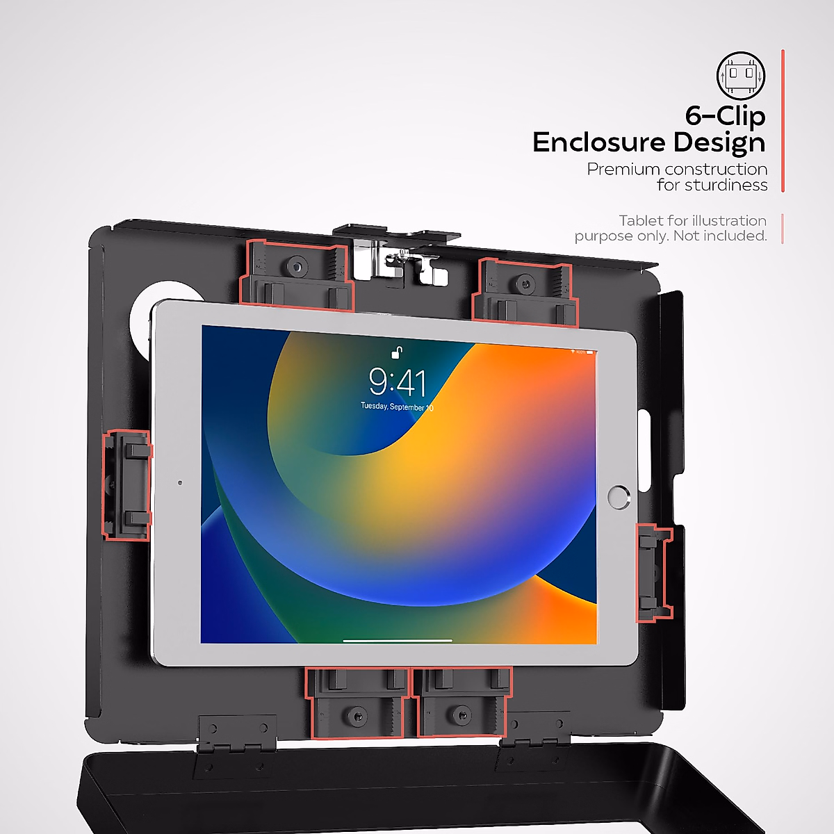 Locking iPad Wall Mount – CTA Anti-Theft Tablet Wall Mount For iPad 10th Gen 10.9-inch - iPad 7th/8/9 Gen - iPad Air 4 - Galaxy Tab - Lenovo Tab 4 - Zebra Tablets & More - Black - (PAD-PARAW)