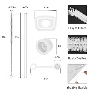 Stanley Cup Accessories Set Including 9 Pcs Silicone Spill Proof Stopper,3 Pcs Straw Cover Cap for 9-10 mm animal Straw Topper, 3Pcs Reusable Straw and 1 Cleaning Brush for Stanley Cup 40oz & 30oz