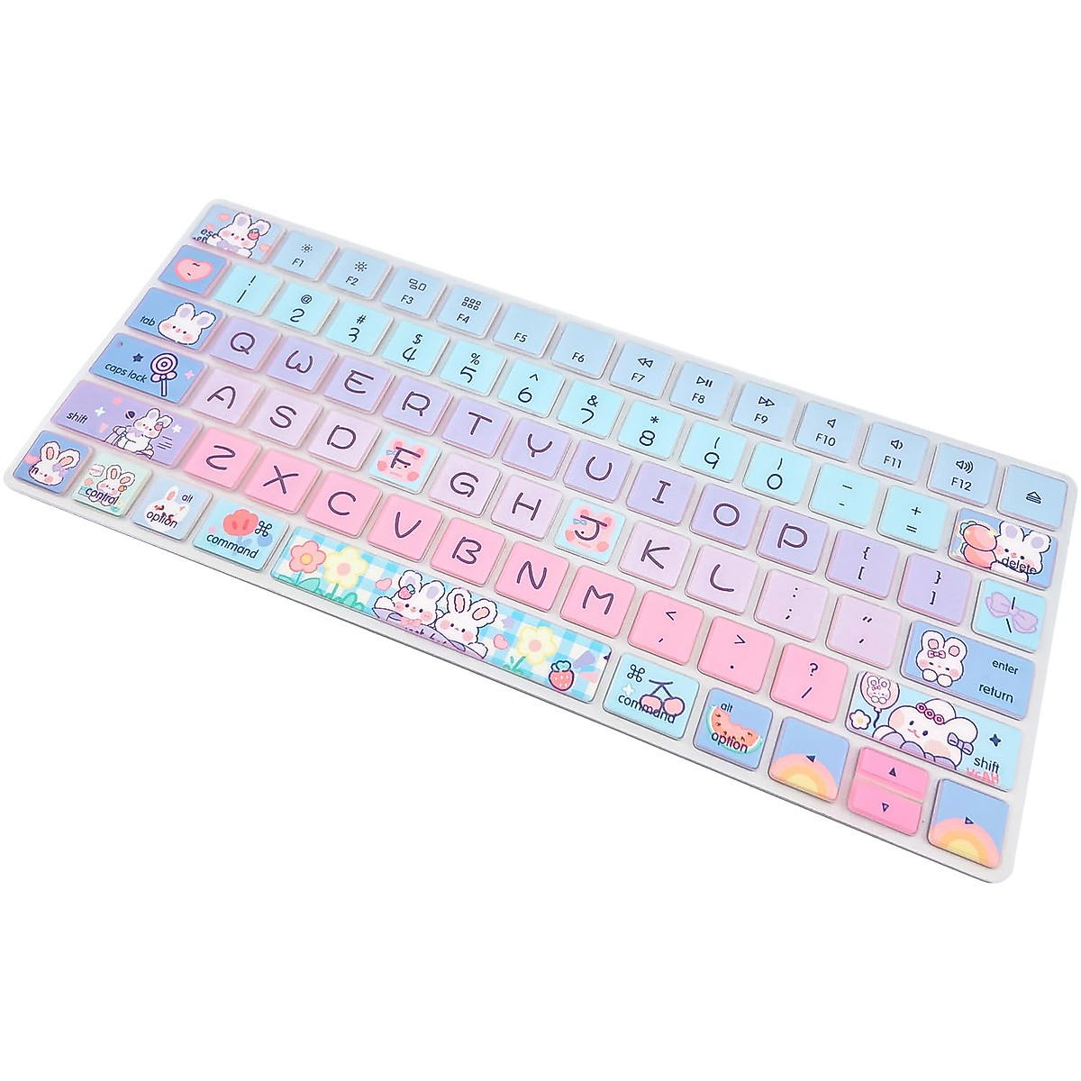 Sanfulin Keyboard Cover Skin for Apple iMac Wireless Magic Keyboard 2nd Gen (Model: A1644 MLA22LL/A) Without Numeric Keypad, Cute Silicone Skin Protector, Cute Bunny
