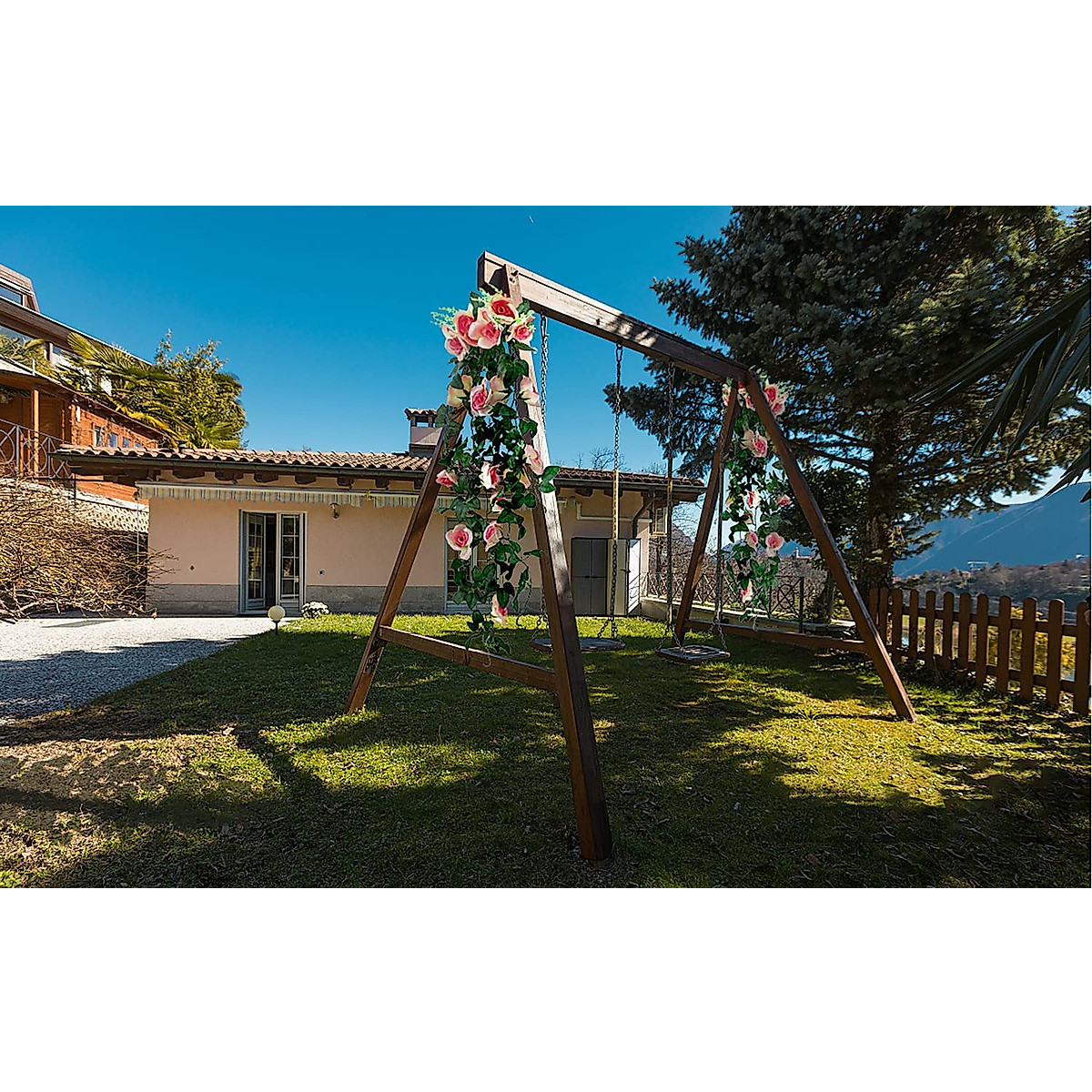 Zhiweikm 2 Pack Artificial Rose Vines Hanging Flowers 3 Ft Garland Plants Home Arrangement Decoration Greenery Christmas Flower Decoration for Room Garden Wedding Indoor or Outdoor (Pink)