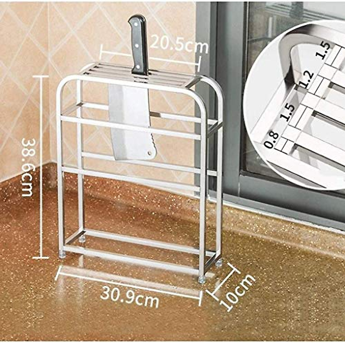 ZSQAI Storage Rack Multifunction Stainless Steel Knife Holder Storage Rack Kitchen Supplies