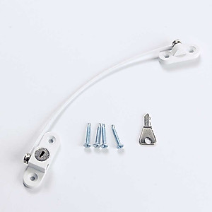 GOSONO Child Safety Locks Window Door Cable Ventilator Kid Lock Baby Security Locking Keyed Opening Restrictor For Baby Protection Prevent Children Falling Window Lock (2PC White)