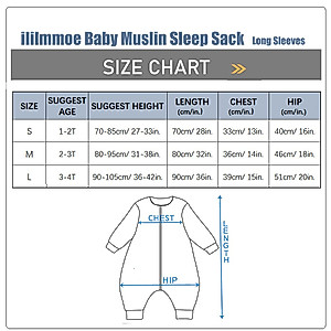 ililmmoe Muslin Original 100% Cotton Sleeping Sack Sleep Bag with Legs Baby Wearable Blankets Long Sleeves 1-4T Star/L