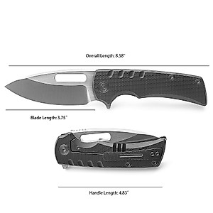 Miguron Knives M Arma II Pocket Folding Knife,3.75" M390 Satin Blade Dark Grey PVD Titanium Handle,Outdoor Camping Hiking Knife MGR-603DGII