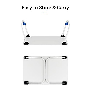 Folding Lap Desk, Ruxury Laptop Stand Bed, Breakfast Serving Tray, Portable & Lightweight Mini Table, Lap Tablet Desk for Sofa Couch Floor - White