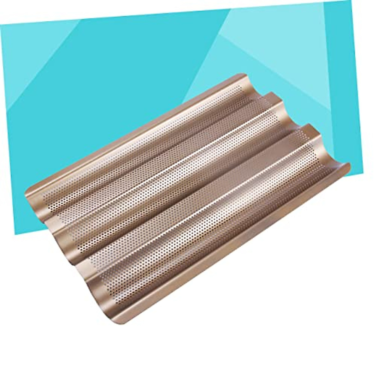 BIENKA 1pc Toast for Tray Steel Sub Pan Bake Non-stick Perforated Loaves Nonstick Oven Pans Wave Frame Bread Toasting Tool Rack Slots Loaf Forms Carbon Stick Size Kitchen Golden bread pan (Color : Go