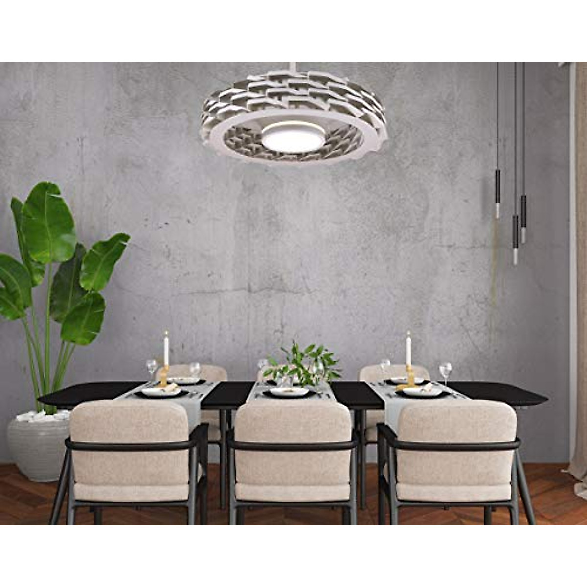 Todays Fans LUMIO Bladeless Ceiling Fan, 6 Speeds with Dimmable LED Light (28", White)