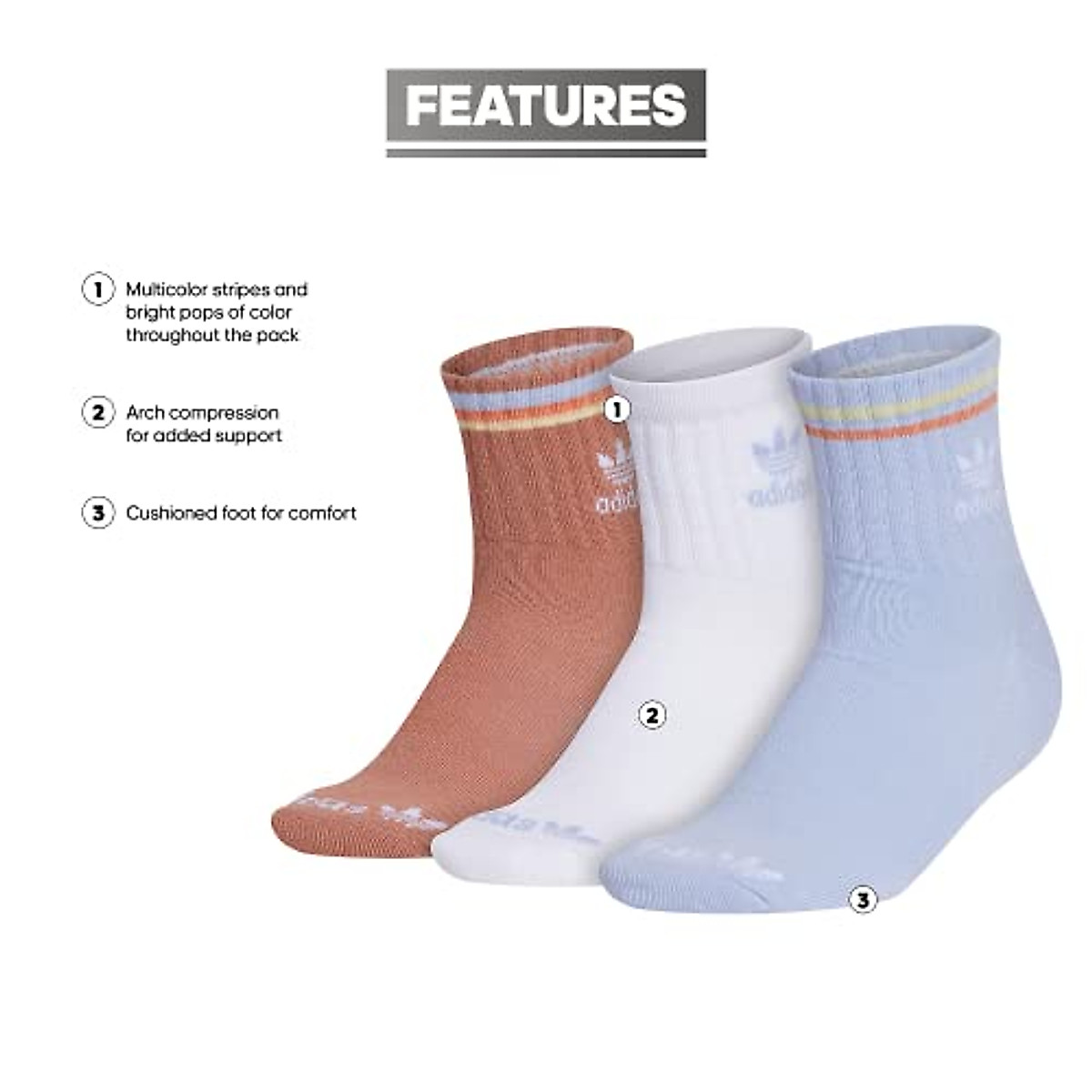 adidas Originals Cosmic Quarter Socks (3-Pair)