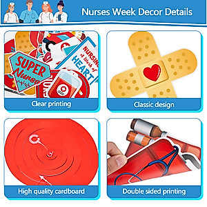 Nurses Week Decorations, 38PCS Nurses Hanging Swirls Decorations 2024, Blue Red Swirls School RN Nurse Graduation Decor, Happy Nurses Week Appreciation Swirls for Nursing Graduation Party Supplies