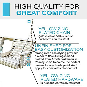 Porchgate Amish Heavy Duty 800 Lb Rollback Console Treated Porch Swing with Hanging Chains (Unfinished)