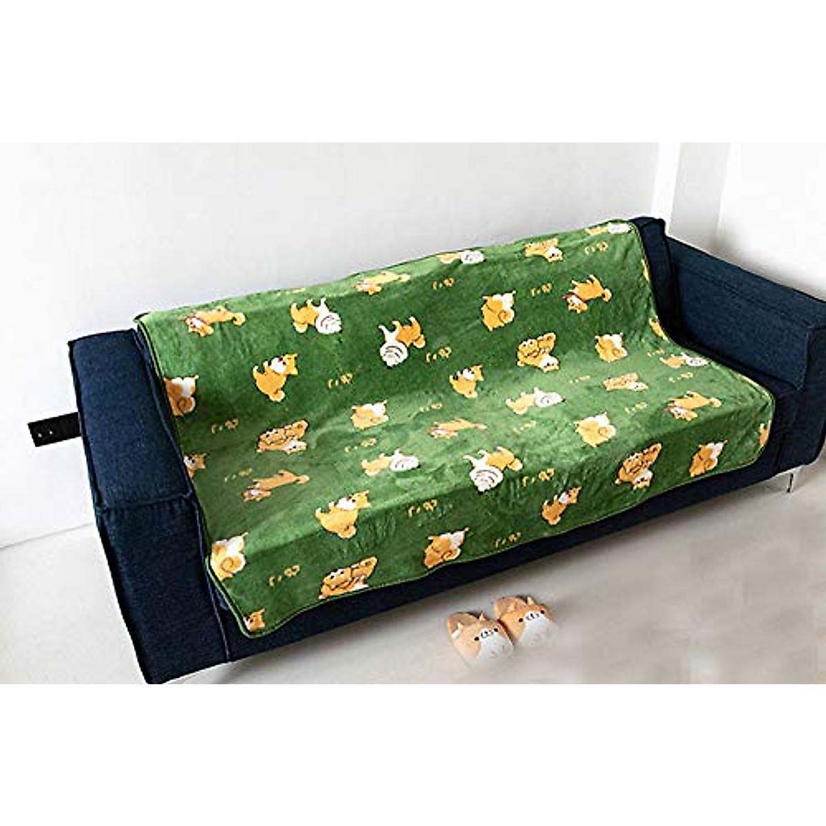 FUYU Shiba Inu Throw Blanket Puppy Cartoon Dog Warm Fuzzy Soft Blanket