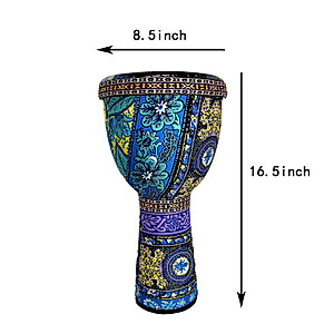 RUOSWTE Djembe Drum,Drum Circles,Africa Drums, West African Style, Bongos，Music Healing Instrument (A)