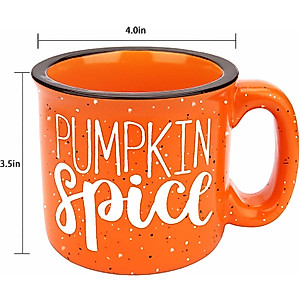 P.G Collin Cute Thanksgiving Fall Pumpkin Spice Coffee Mug for Women Men Kids – Large Orange Ceramic Camping Mug with 14OZ Capacity