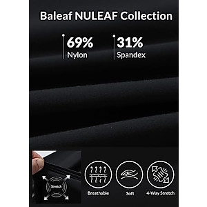BALEAF Nuleaf Scoop Neck Long Sleeve Crop Top for Women Slim Fit Workout Shirts Tight Base Layer Athletic Gym Casual Black M