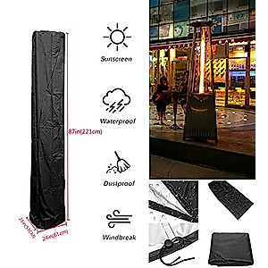 AKEfit Patio Heater Cover, 420D Garden Heater Covers Waterproof with Zipper Propane Square Heater Cover Fire Sense Outdoor Heater Cover for standing Heater