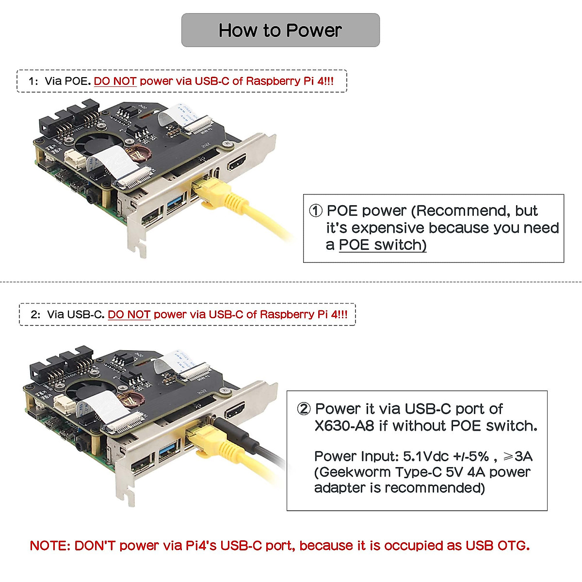 Geekworm KVM-A8 PCIe Version for Raspberry Pi 4 Model B KVM Over IP Support KVM V3 PoE ATX HDMI CSI (Not Include Raspberry Pi)