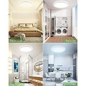 zemty 6Pack 12 Inch LED Flush Mount Ceiling Light, Super Slim 28W 3200lm LED Ceiling Light, 3 Color Temperature in One 3000k/4500k/6000K Round Light Fixture for Bedroom, Kitchen, Dining Room (White)