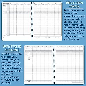 BookFactory Income and Expense Log Book/Tracker/Small Business Ledger Book/Accounting & Bookkeeping Ledger Log Book/LogBook 108 Pages - 8.5" x 11" Wire-O (LOG-108-7CW-PP-(IncomeExpense)-BX)