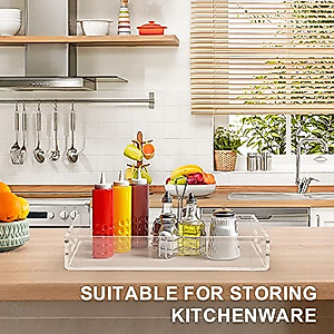 Acrylic Tray, Clear Serving Tray,Square Tray 10x10 Inch, Plastic Tray for Food, Drink, Coffee Table, Ottoman,Décor Tray