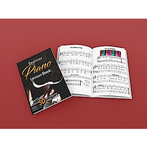 Beginner Piano Book for Kids, Piano Keyboard Stickers, 50 Amazing & Popular Songs, Color Piano Key Stickers for 88/76/61/54/49/37 Key Keyboards, Transparent and Removable