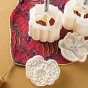 3D Mooncake Mould Set Cake Decoration Dessert Cookie DIY Kitchen Baking Tool Safe Cookie Molds(75g-Wake up Lion)