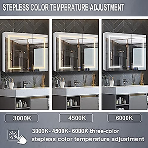 ExBrite Lighted Medicine Cabinet,36x30 in Medicine Cabinets for Bathroom with Mirror,Surface or Recessed Mount LED Medicine Cabinet,3-Layer Storage Shelves,Defog,Dimming,Clock