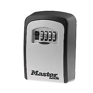 Master Lock Wall Mount Key Lock Box, Outdoor Wall Mounted Lock Box for House Keys, Key Safe with Combination Lock, 5 Key Capacity, 5401EC