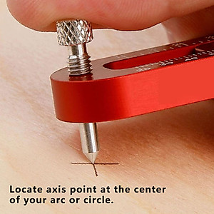CDIYTOOL Wood Scriber Tool,Woodworking Compass Scriber Aluminum Alloy Adjustable Arc Drawing Ruler Drawing Circle Ruler Marking Gauge Metric and Inch Dual-Scale Fixed-Point Marking Carpenter Tools