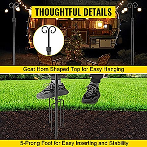 VEVOR String Light Poles, 2 Pack 9.7 FT, Outdoor Powder Coated Stainless Steel Lamp Post with Hooks to Hang Lantern and Flags, Decorate Garden, Backyard, Patio, Deck, for Party and Wedding, Black