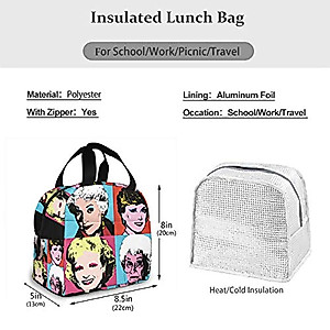 YUANWENQI Gol-den War-hol Portable Insulated Lunch Bag Waterproof Tote Bento Bag Lunch Tote