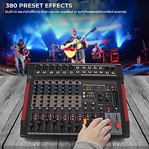 Pyle Professional DJ Audio Mixer Controller - 8-Channel DJ Controller Sound Mixer w/ DSP 380 Preset Effects, Recording, USB, 6 XLR Mic/Line Input, AUX, FX Processor MP3 Player, Headphone Jack PMX648