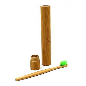 YJYdada Portable Natural Bamboo Toothbrush Case Tube for Travel Eco Friendly Hand Made (Brown)