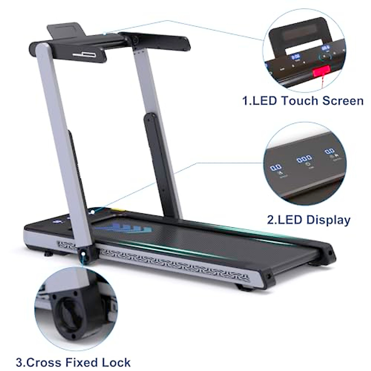 AHGOKL Treadmills for Home, 3 in 1 Foldable Treadmill, 3.0HP Walking Pad Treadmill Standing Under Desk for Office and Apartment, Portable Running Machine Max 300 LBS with Speaker, APP, Remote Control