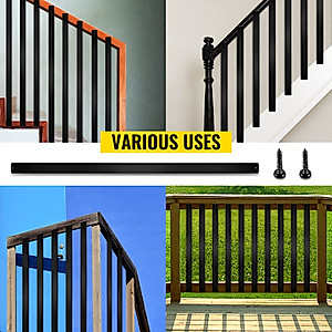 VEVOR Balusters 29.5 Inch-76 Pack Staircase with Screws Flat Aluminum Railing, for Outdoor Stair Deck Porch, Black, 76 Count
