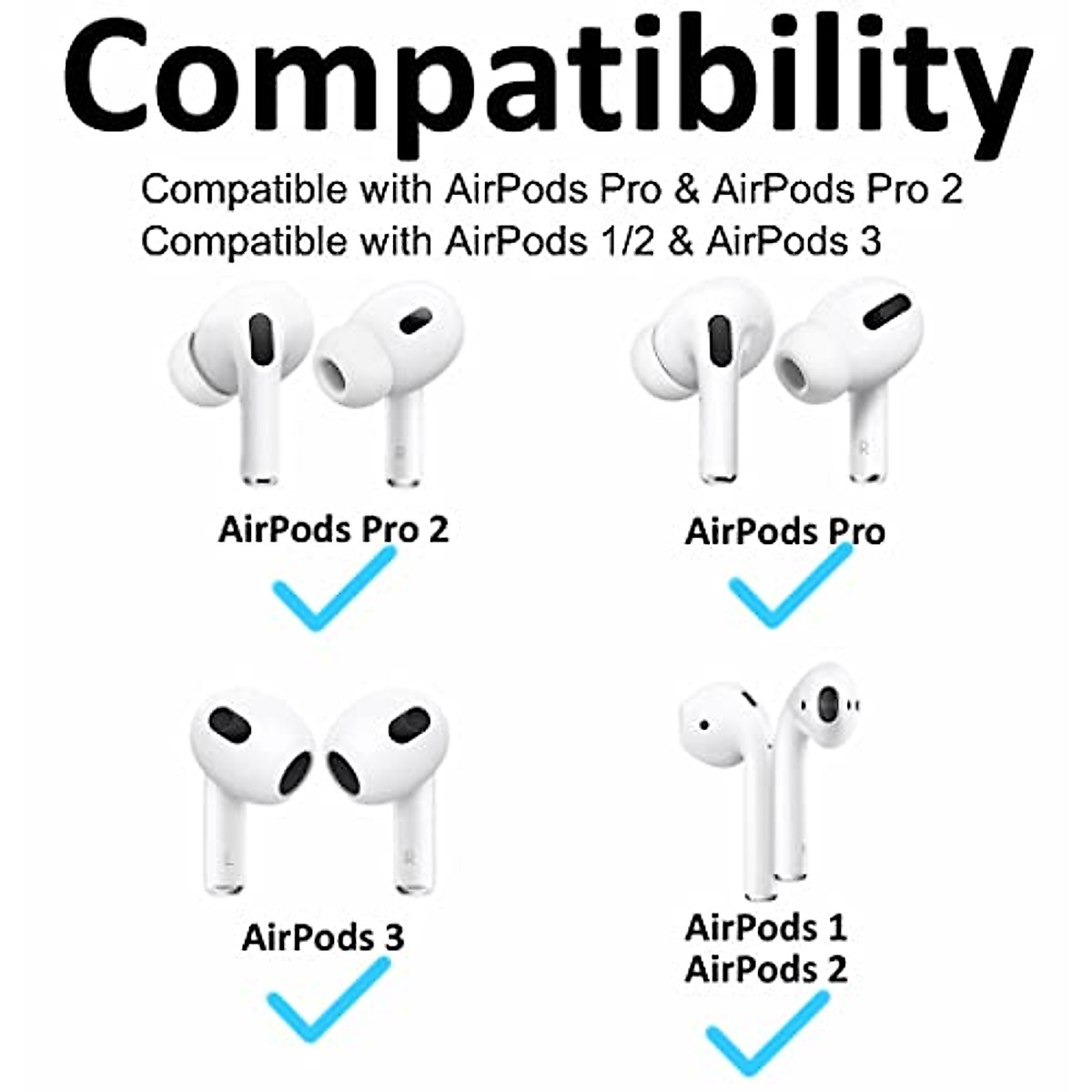 A-Focus 【 Anti-Slip Kit 】 for AirPods Pro 2 and Pro, Ergonomic 360 Degrees Rotation Adjustable Ear Hooks & Strap Non Slip Sport Wing Holder Compatible with New AirPods 3 2 & 1 [6 in 1] Black White