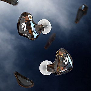 BASN in-Ear Monitor Headphones Dual Dynamic Drivers in Ear Earphones Detachable MMCX Cable Musicians in-Ear Earbuds Headphones (BC100 Brown, with no Mic)