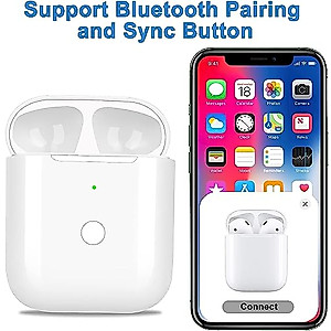 Upgraded Compatible with AirPods 1&2 Wireless Replacement Charging Case, Charger Case with Bluetooth Pairing Sync Button