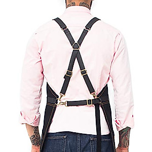 Under NY Sky Real Leather Strap for Apron - Cross Shoulder & Waist Set (Black)