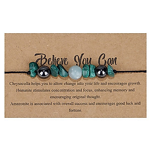 SuanlaTDS Natural Stone Beads Bracelet Rope,Handmade Woven Adjustable Bracelet Jewelry Gift for Women (B, One Size)