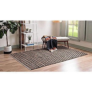 Unique Loom Chindi Jute Collection Geometric, Bohemian, Modern, Triangles, Casual Area Rug (4' 0 x 6' 0 Rectangular, Black/Natural)