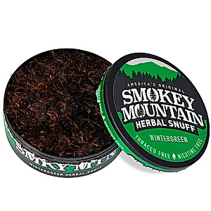 Smokey Mountain Herbal Long Cut – Wintergreen – 1 Can - Tobacco Free and Nicotine Free Snuff