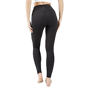 Yogalicious High Waist Ultra Soft Lightweight Leggings - High Rise Yoga Pants - Black Nude Tech 28" - Large